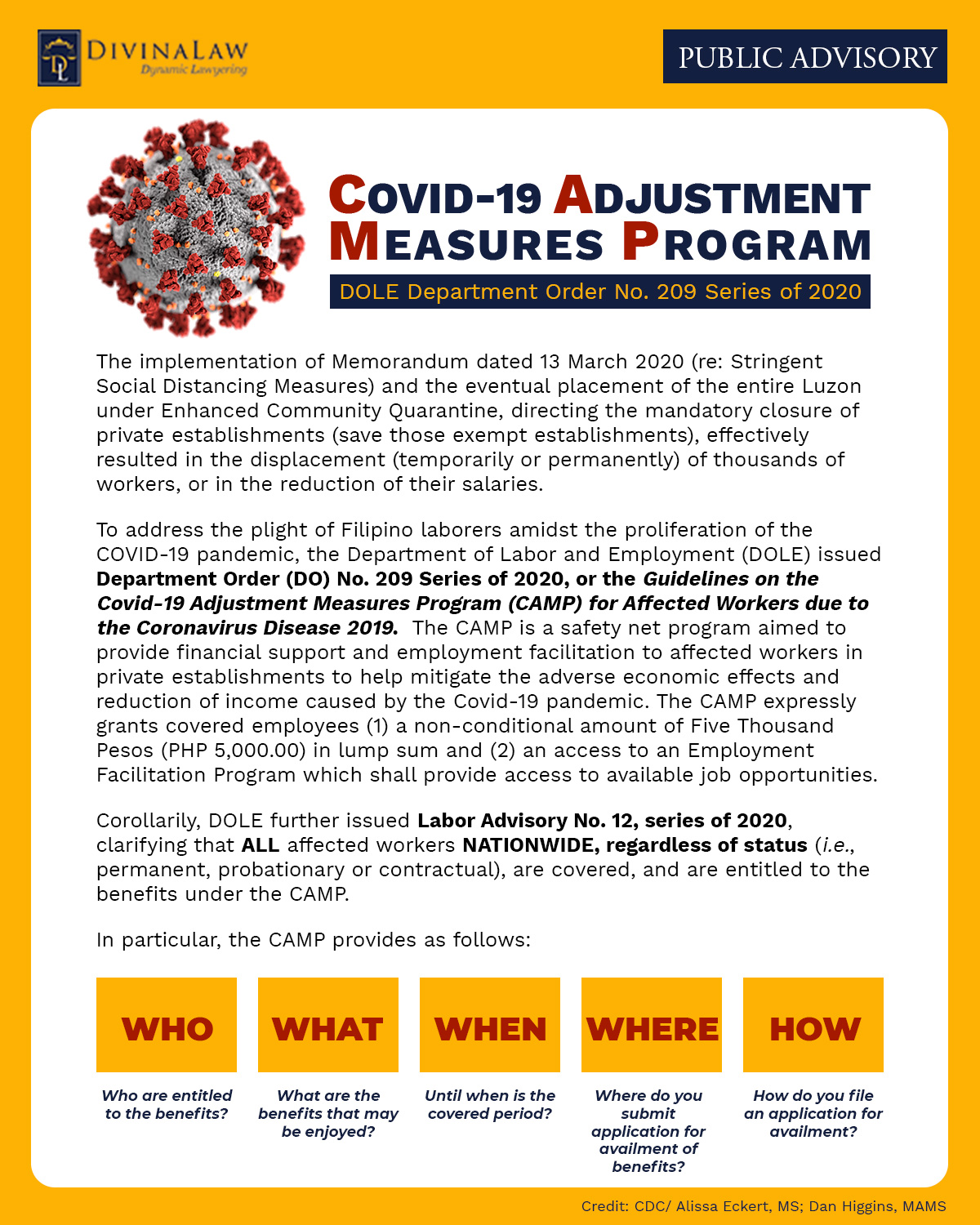 COVID-19 Adjustment Measures Program (CAMP) | DivinaLaw