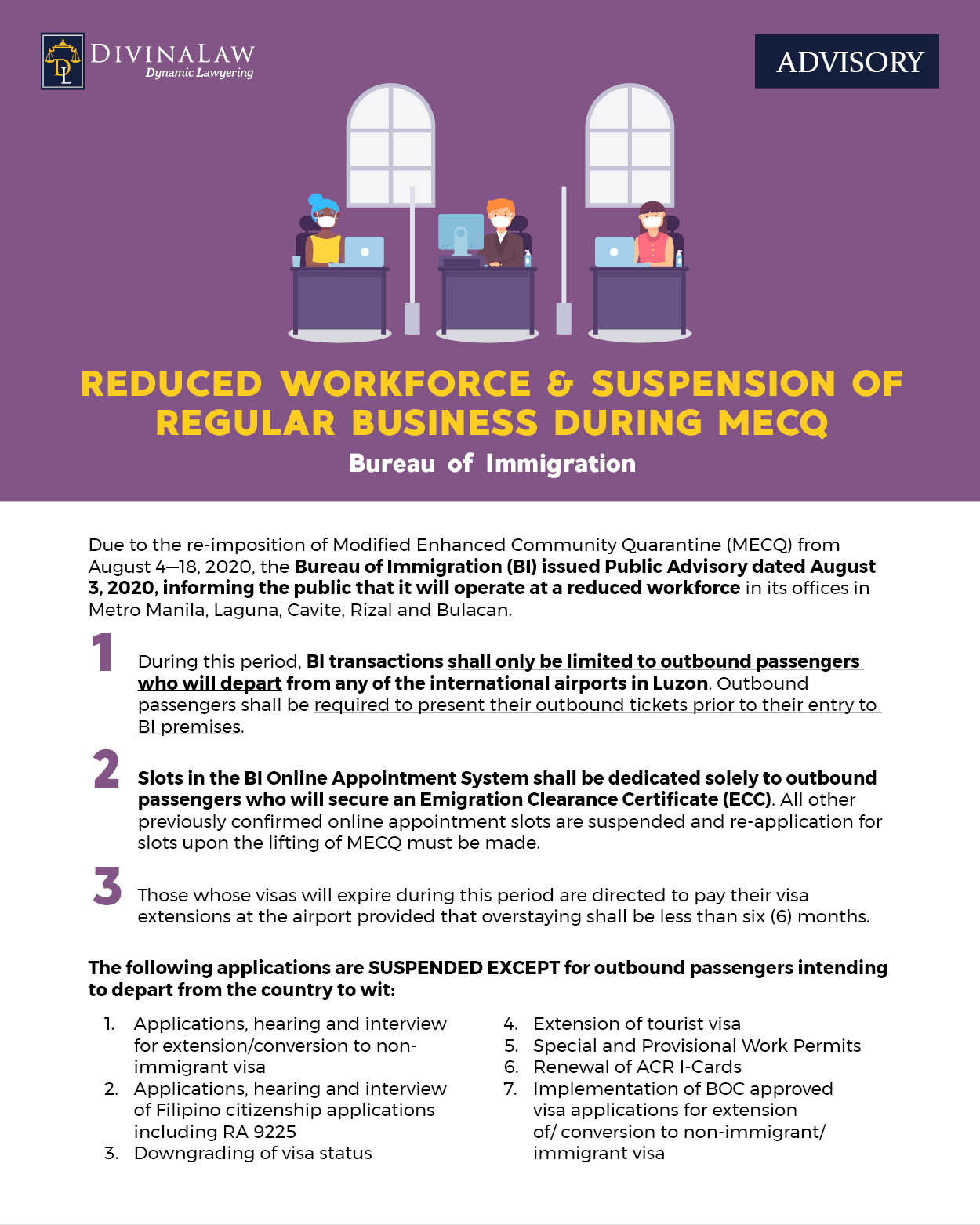 Bureau of Immigration: Reduced Workforce & Suspension of Regular ...