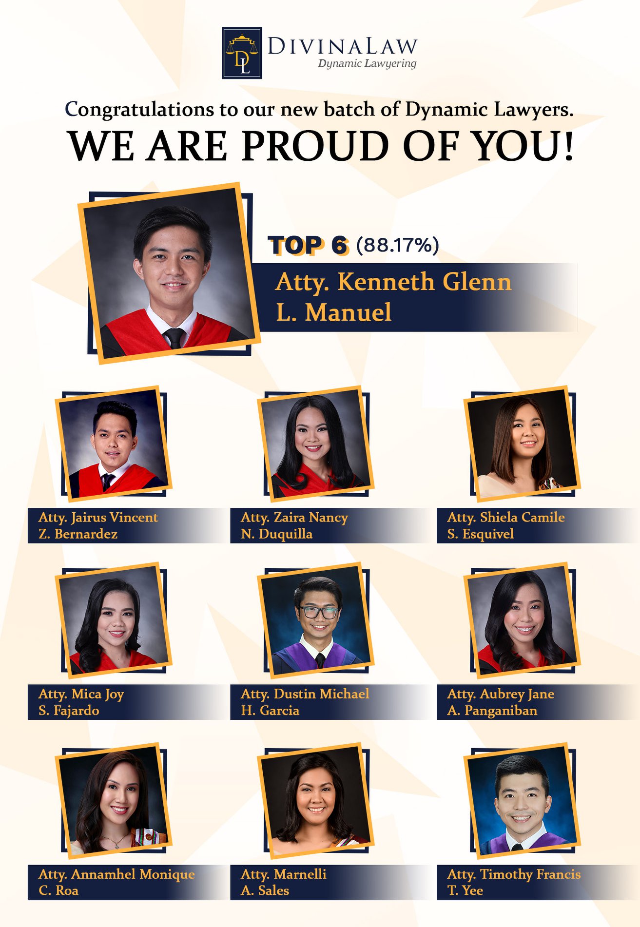 Congratulations to the Firm’s newest lawyers | DivinaLaw