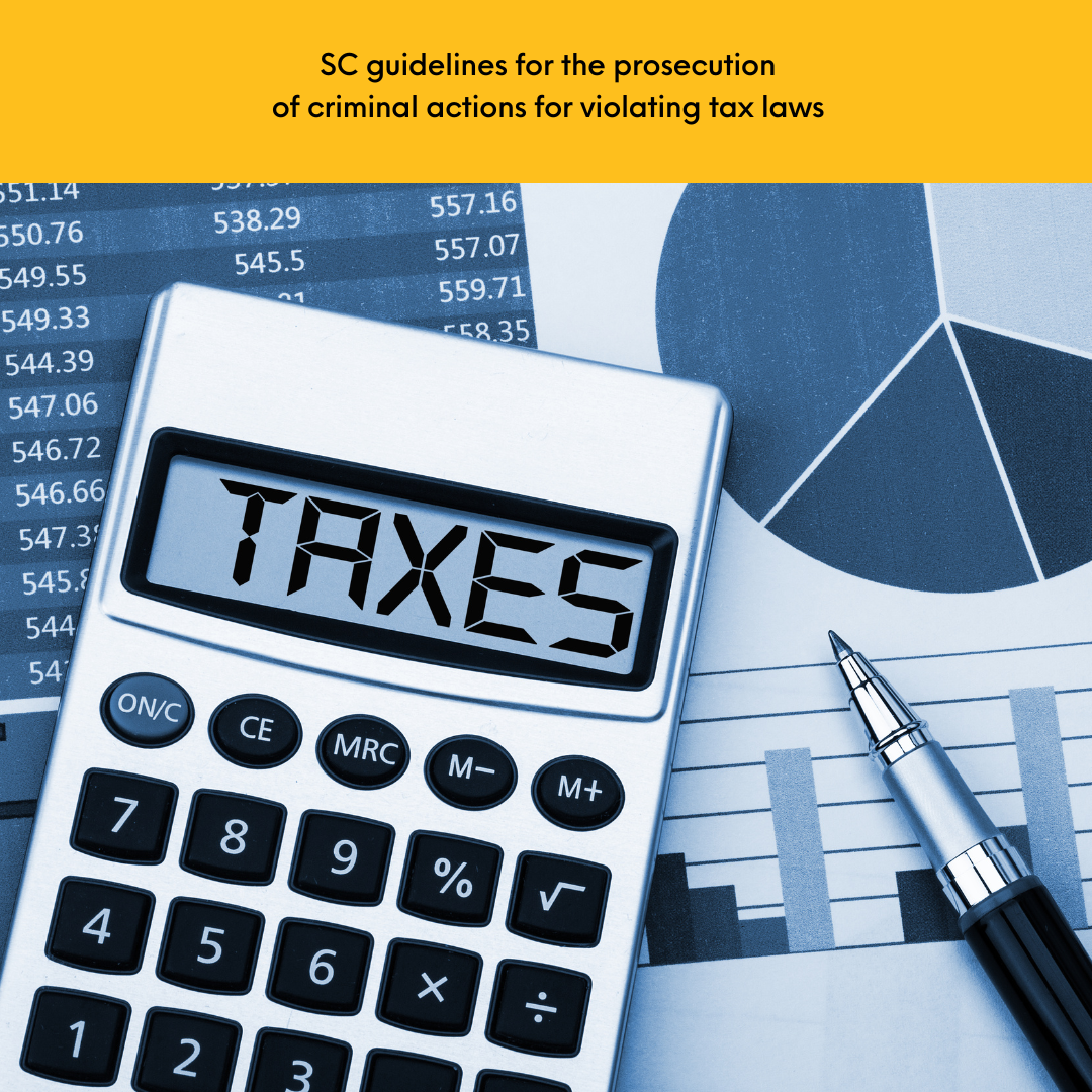 Prosecution of criminal actions for violating tax laws | DivinaLaw