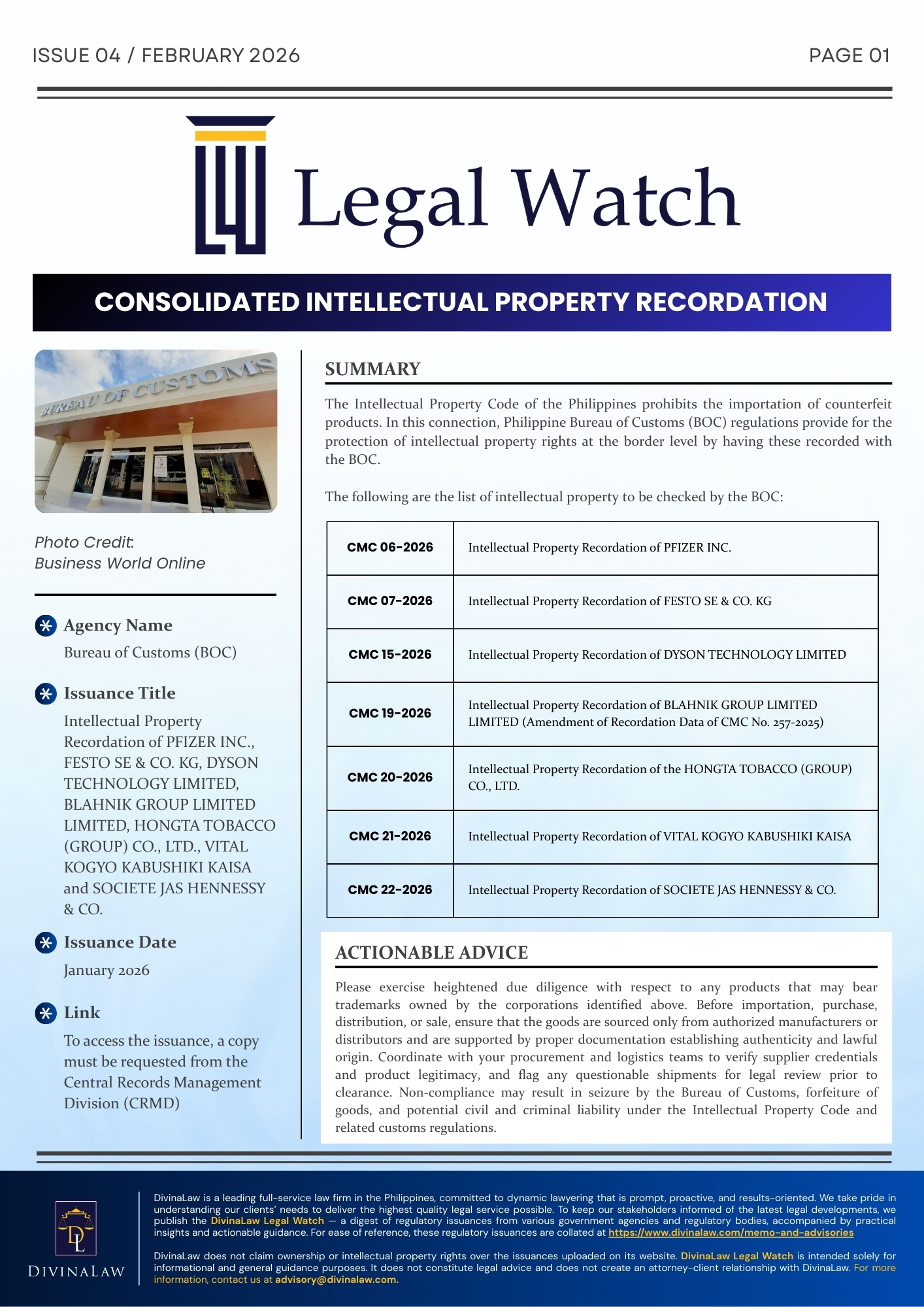 Consolidated Intellectual Property Recordation | DivinaLaw